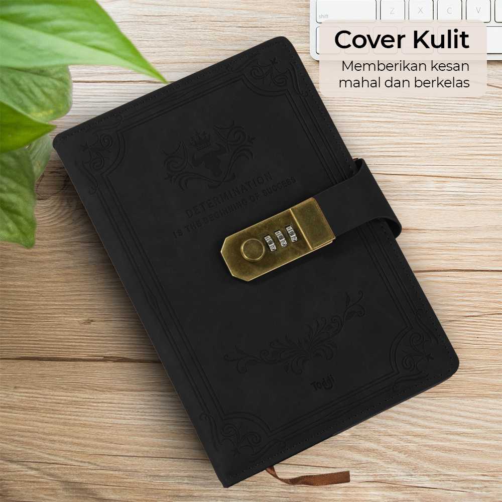 Jual Buku Catatan Jurnal Cover Kulit Dg Kunci 3 Digit A5 100 Lbr
