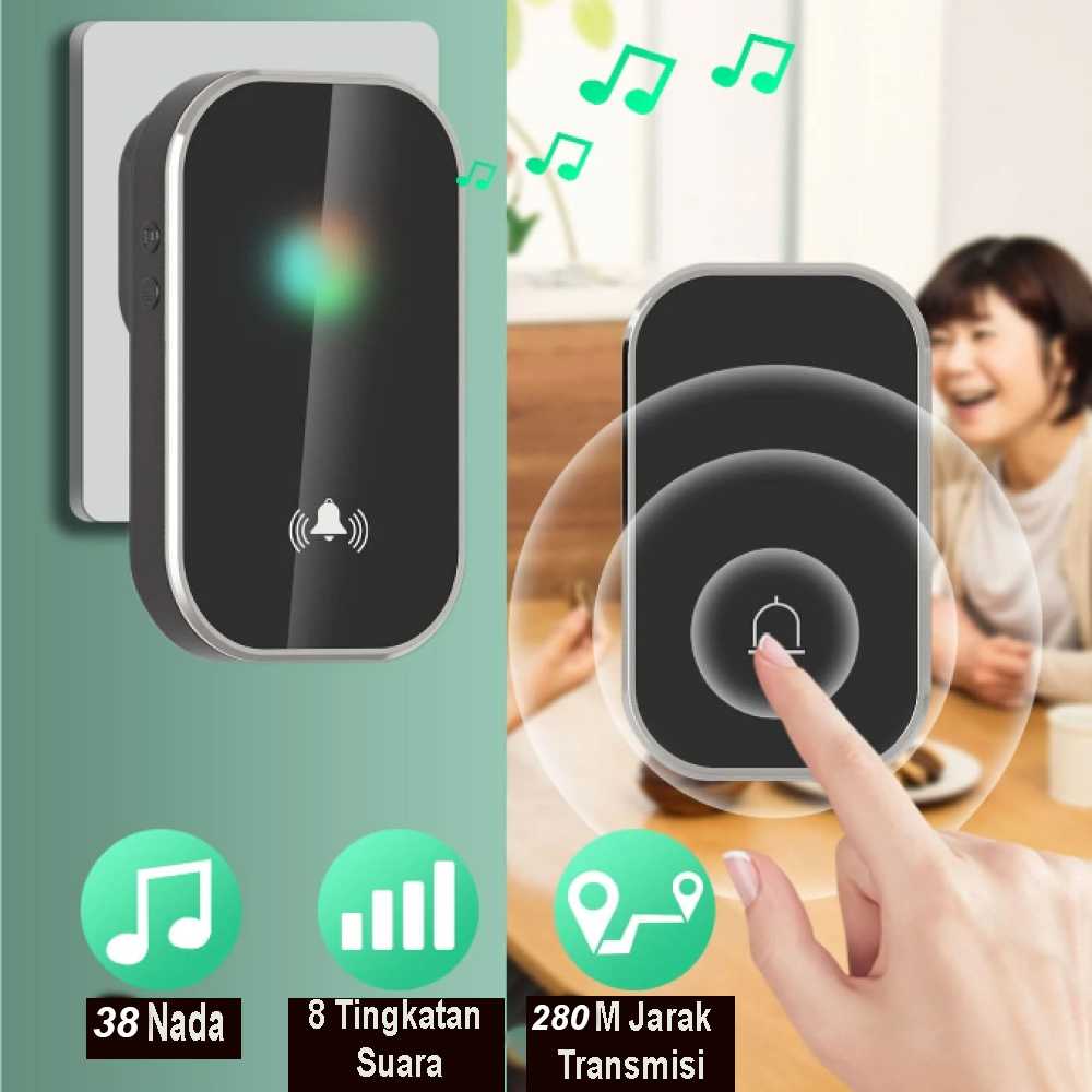 Jual ONMYST Bel Pintu Wireless Door Bell Waterproof EU Plug 38