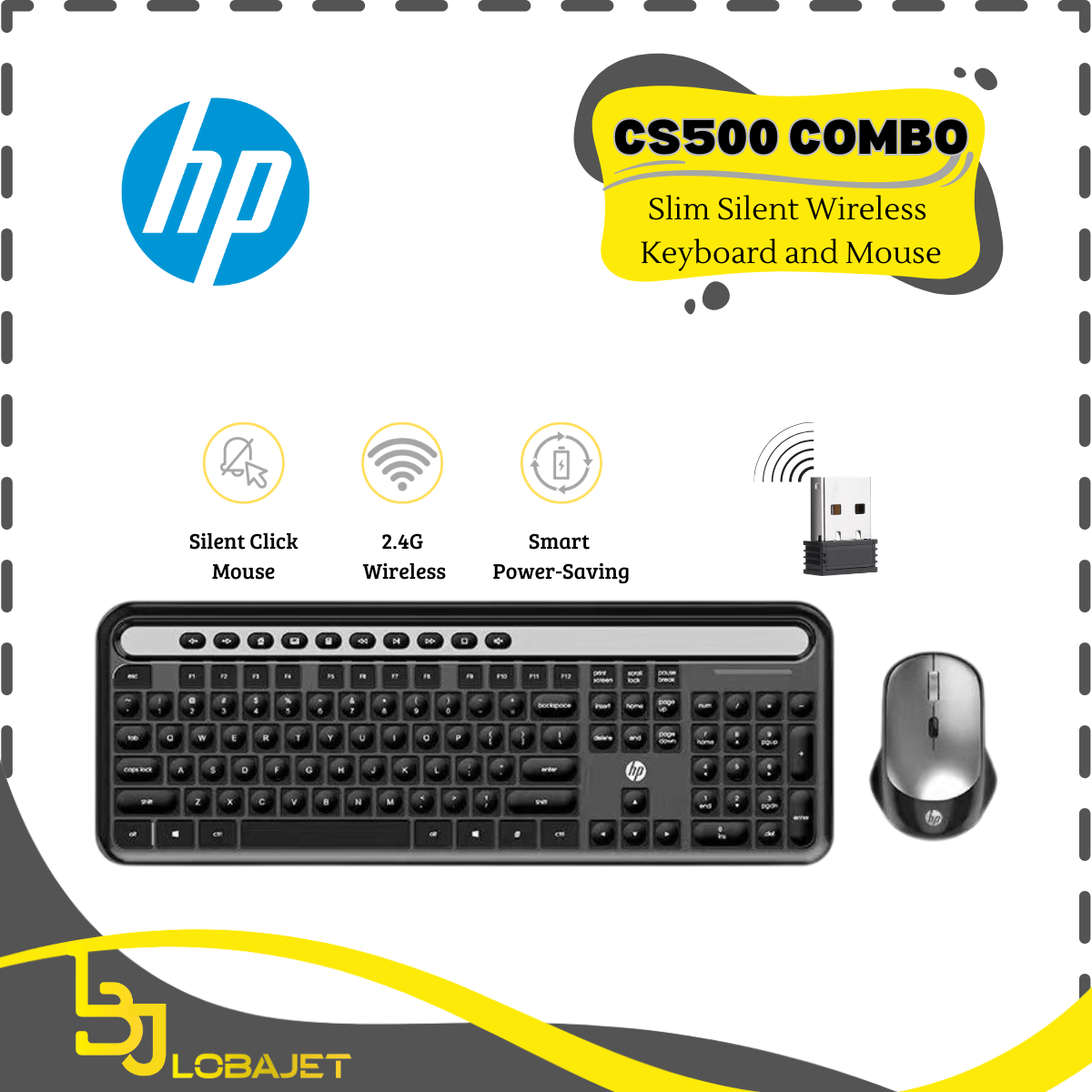 Jual HP CS500 Combo - Slim Silent Wireless Keyboard and Mouse