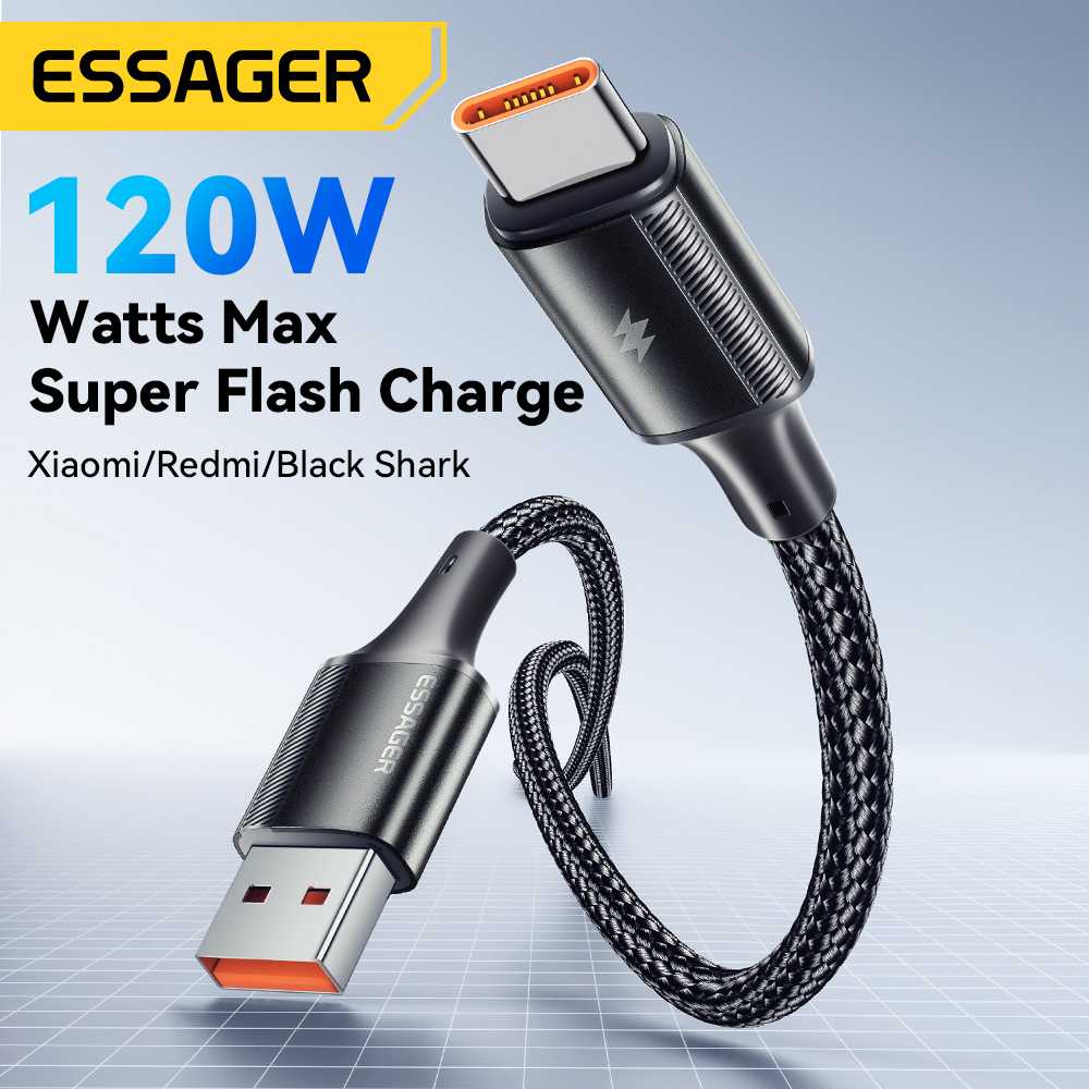 Jual ESSAGER Kabel Data USB Type A to Type C LED Light 120W 6A