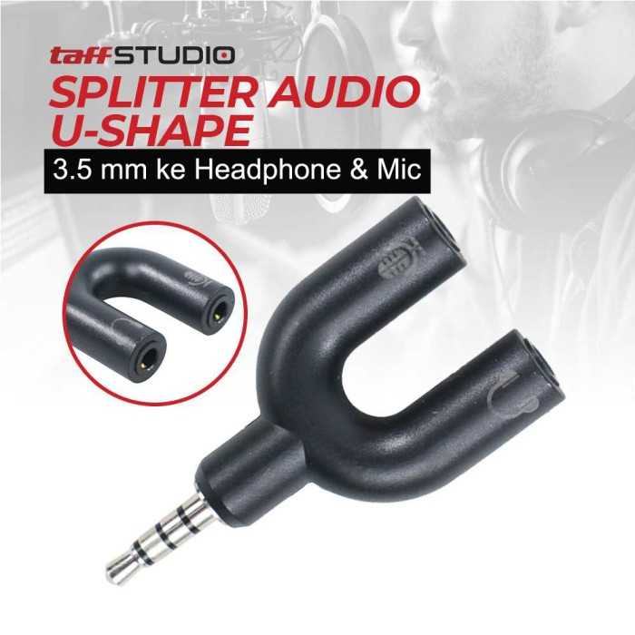 Jual TaffSTUDIO Splitter Spliter Audio 3.5mm Male To Microphone