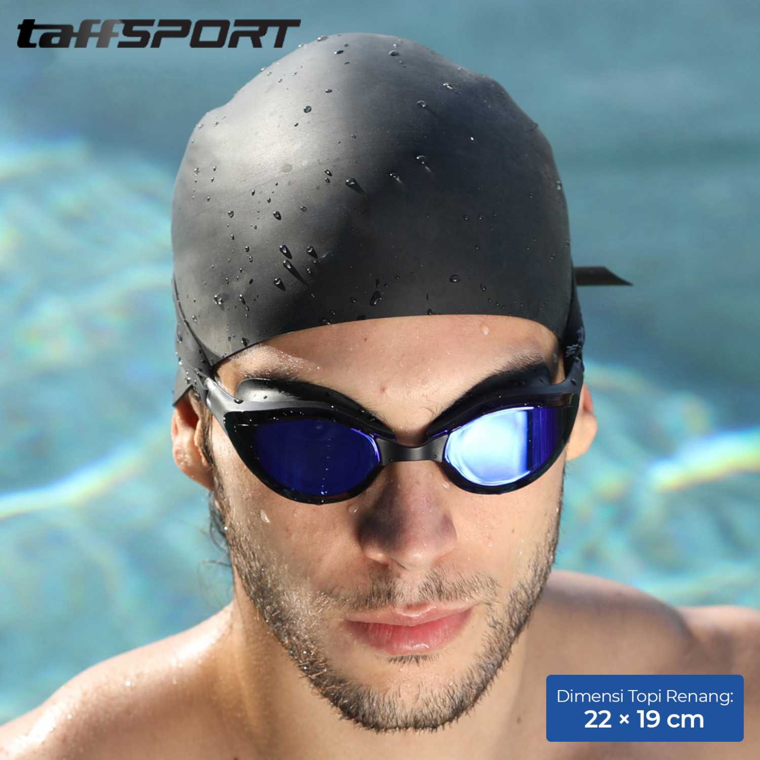 Jual TaffSPORT Topi Renang Silicone Penutup Kepala Swim Cap