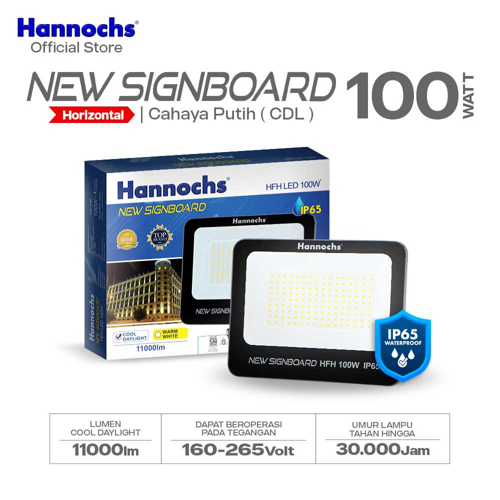 Jual Hannochs Lampu Sorot LED Flood Light New Signboard HFH 100W