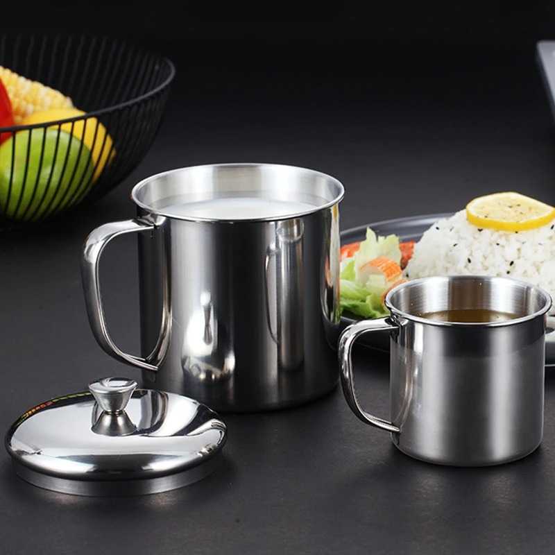 Jual Gelas Kopi Susu Teh Mug Stainless Steel Anti Karat 350ml