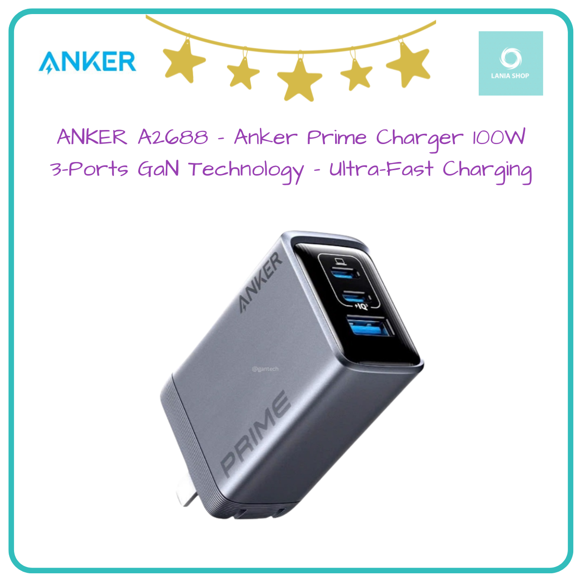 Jual ANKER A2688 - Anker Prime Charger 100W 3-Ports GaN | Jakmall.com