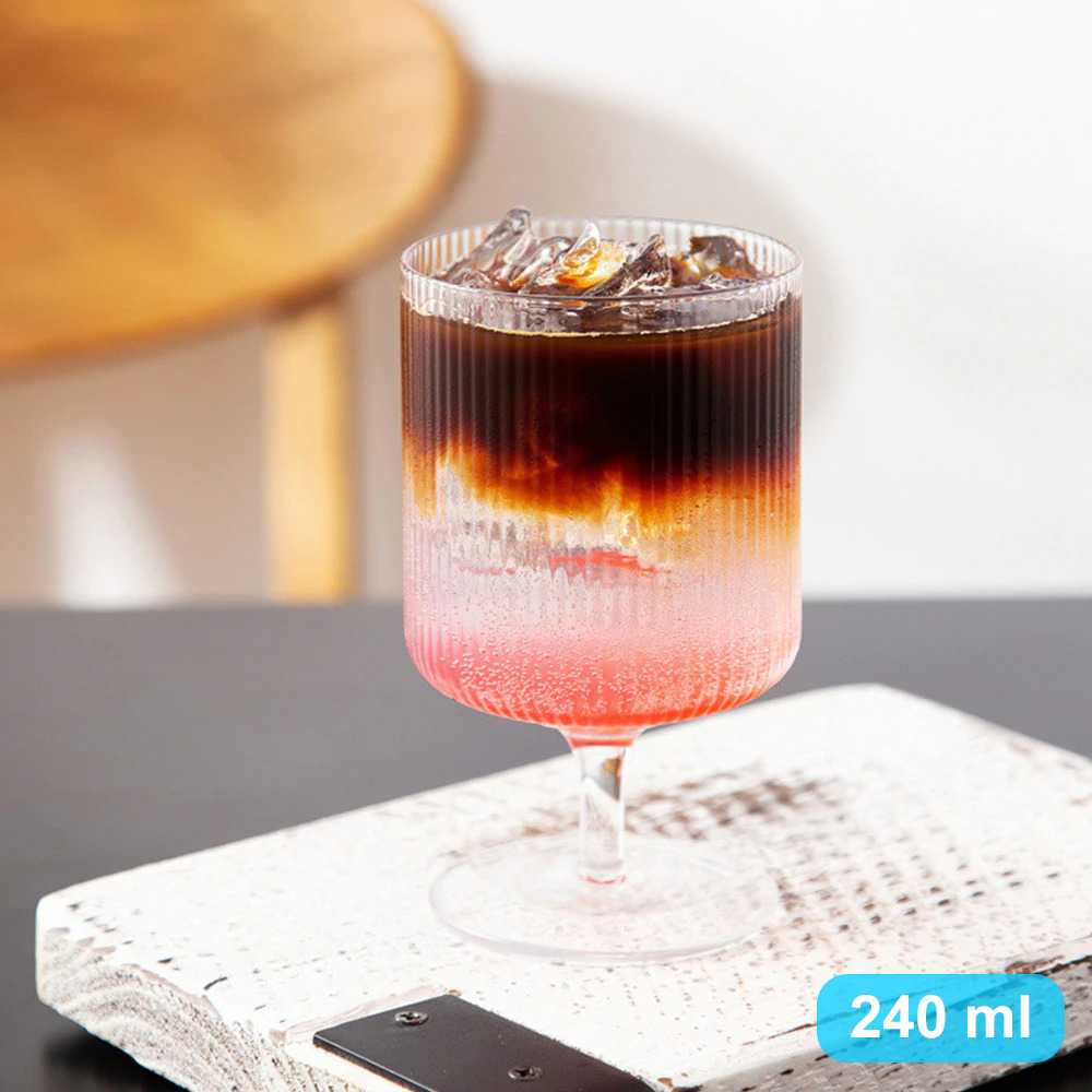 Jual Dozzlor Gelas Kaca Aesthetic Pudding Vertical Stripe Glass