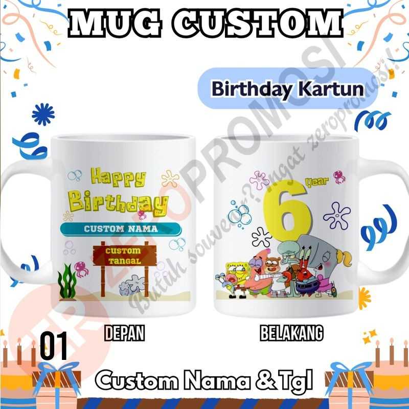 Jual Mug Birthday Custom Kartun Lucu - Mug Ulang Tahun | Jakmall.com