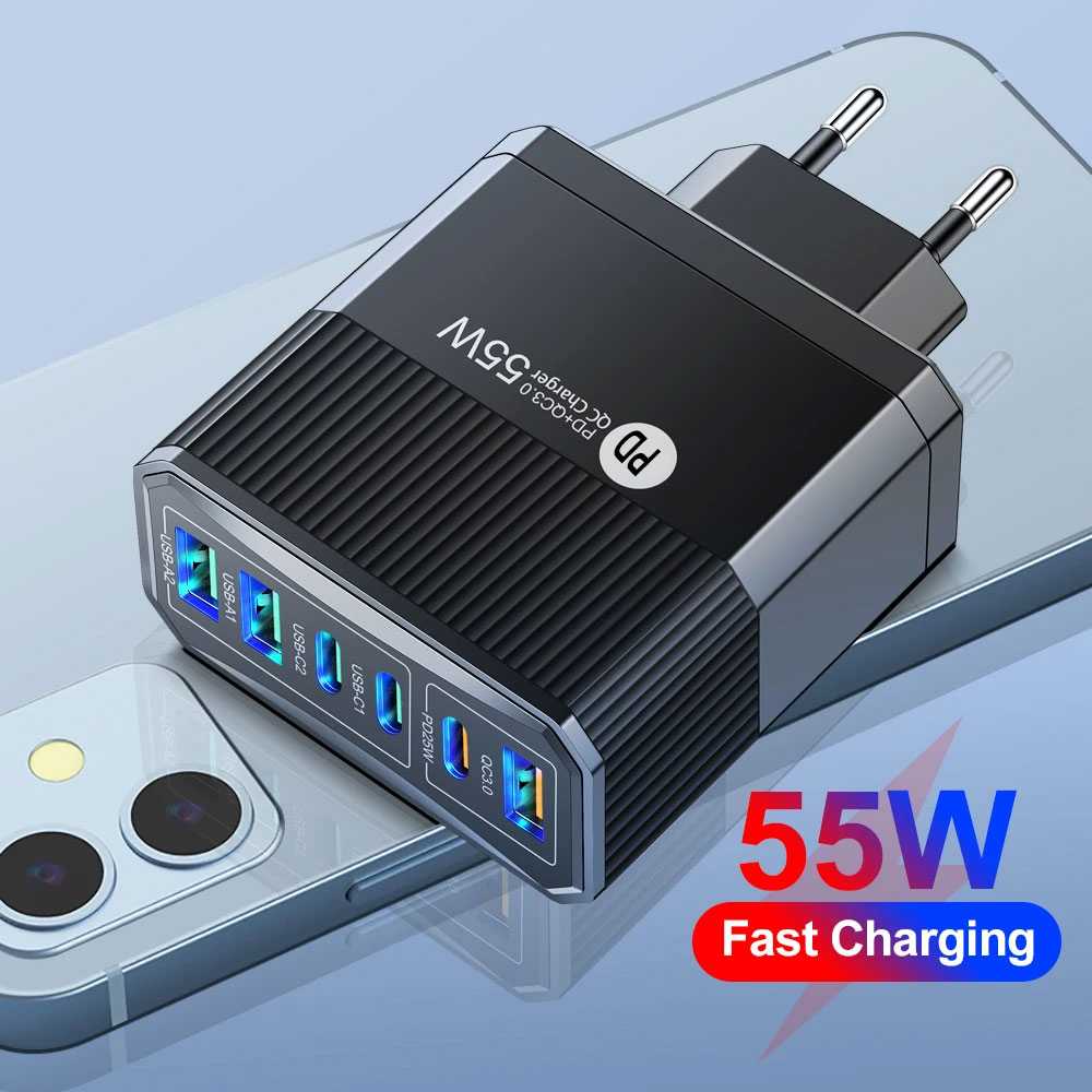 Jual GOOJ Kepala Charger Fast Charging Multi Port QC 3.0 PD 55 W