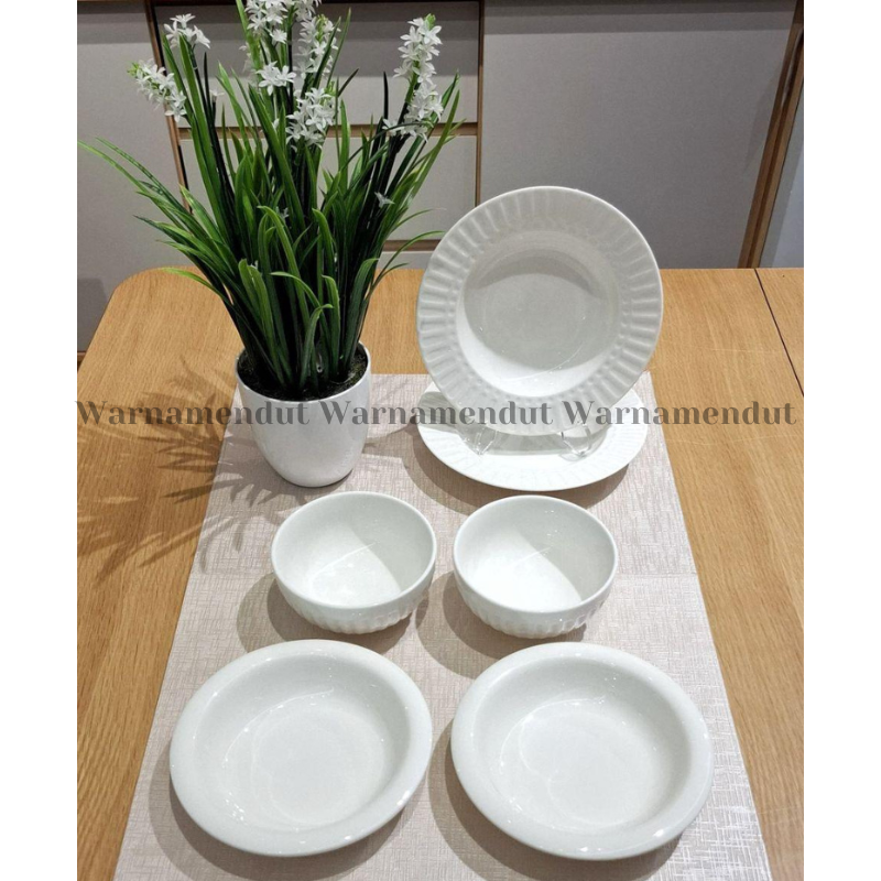 Jual Set 6 pcs Peralatan Makan Dinner Piring Saji Mangkuk