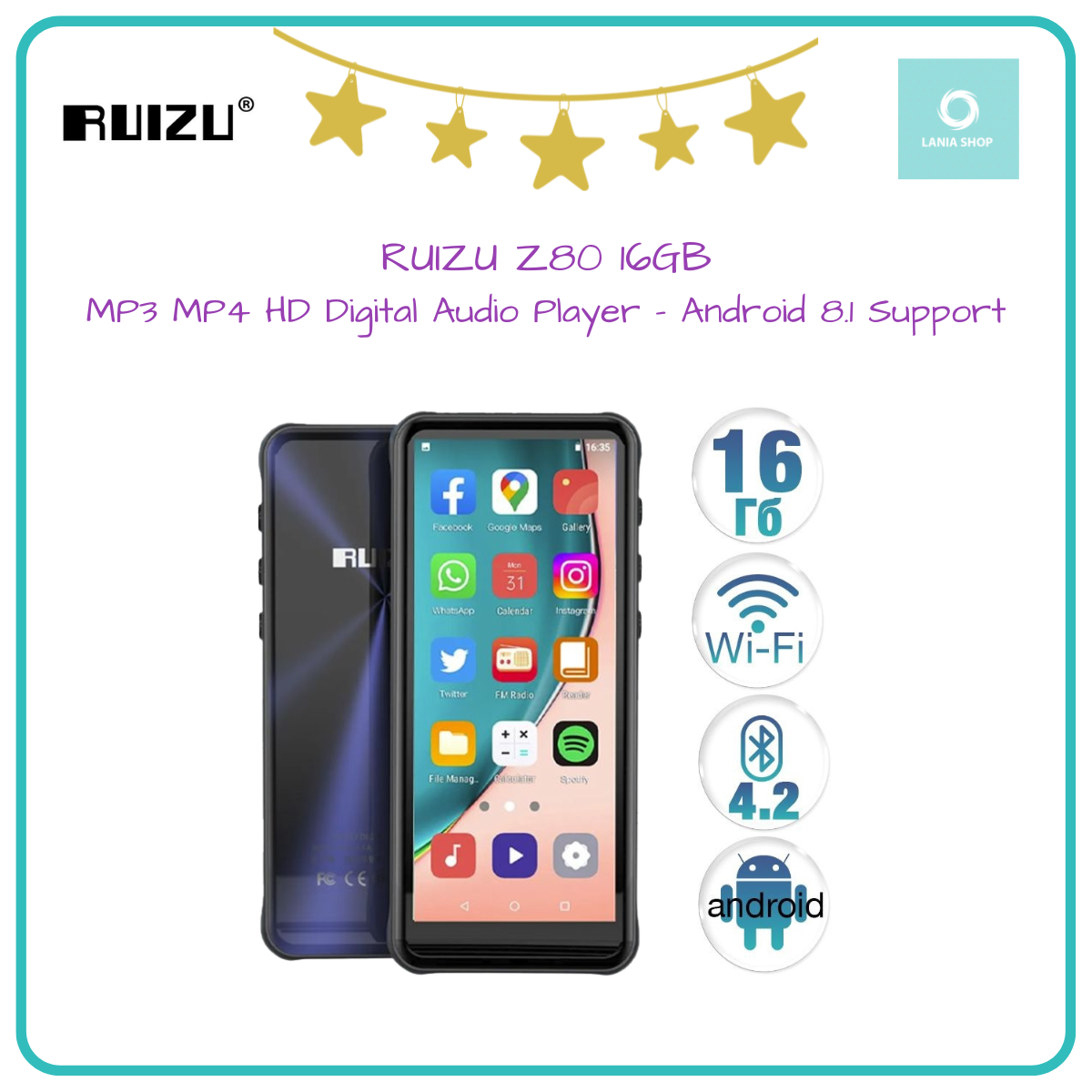 Jual RUIZU Z80 16GB - MP3 MP4 HD Digital Audio Player - Android