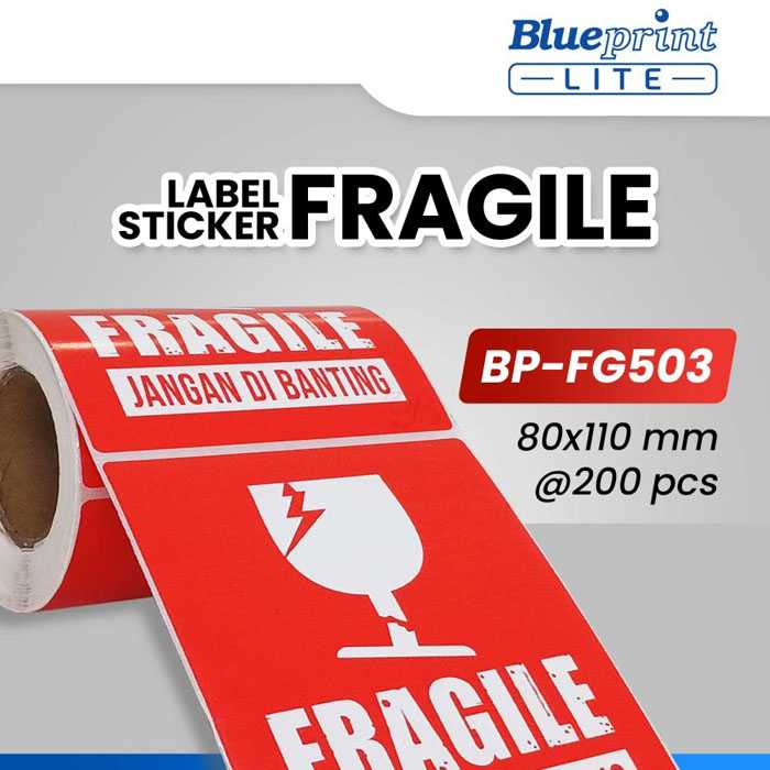 Jual Blueprint Lite Label Sticker Fragile Jangan dibanting