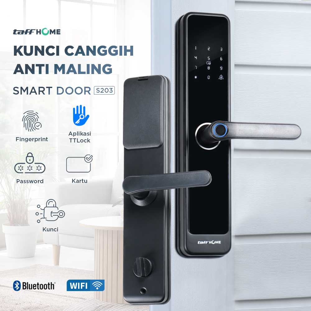 Jual TaffHOME Smart Door Lock Bluetooth Password Fingerprint