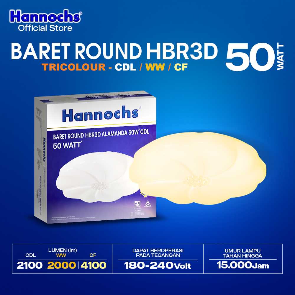 Jual Hannochs Lampu Downlight LED Baret Round HBR3D Alamanda 50W