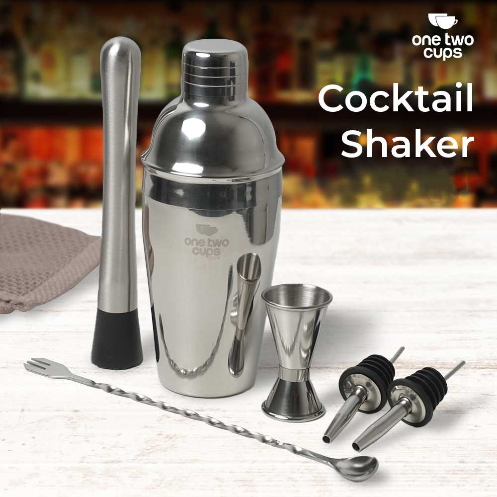 Jual One Two Cups 6 in 1 Bartender Cobbler Cocktail Shaker 550ml