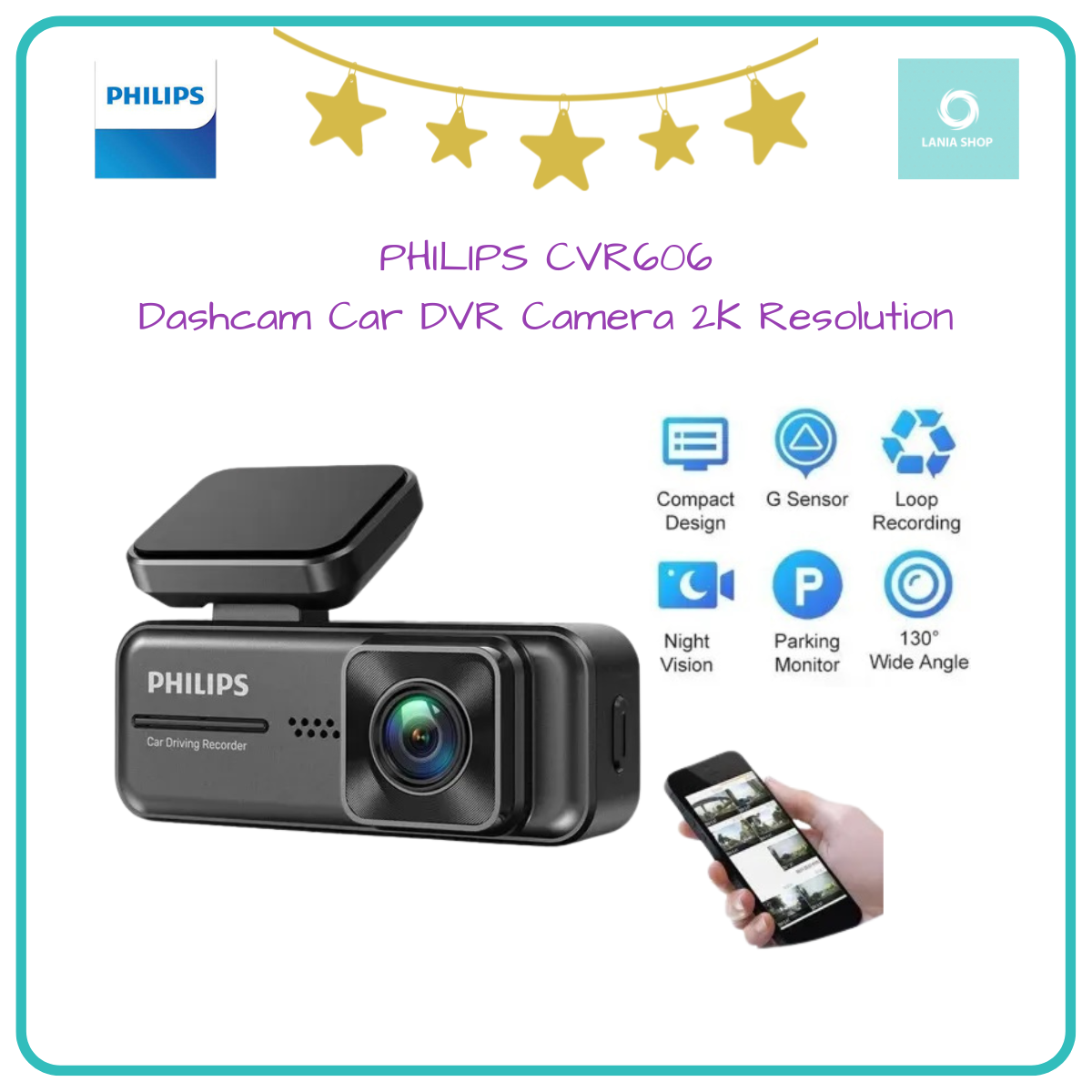 Jual PHILIPS CVR606 - Dashcam Car DVR Camera 2K Resolution