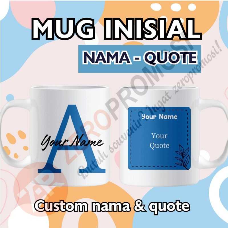 Jual Mug Inisial Nama Custom Quote - Kado Mug Keramik Murah