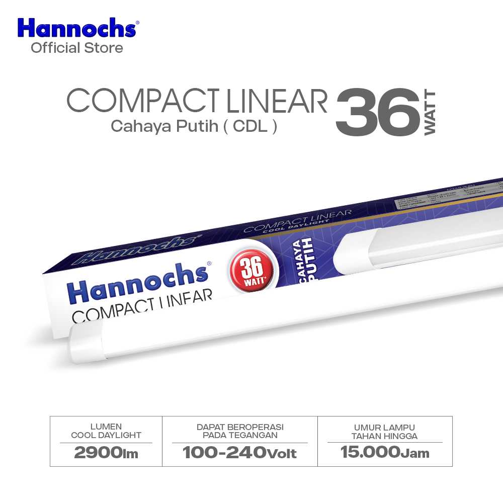Jual Hannochs Lampu TL LED T8 Compact Linear 36 Watt Cahaya Putih