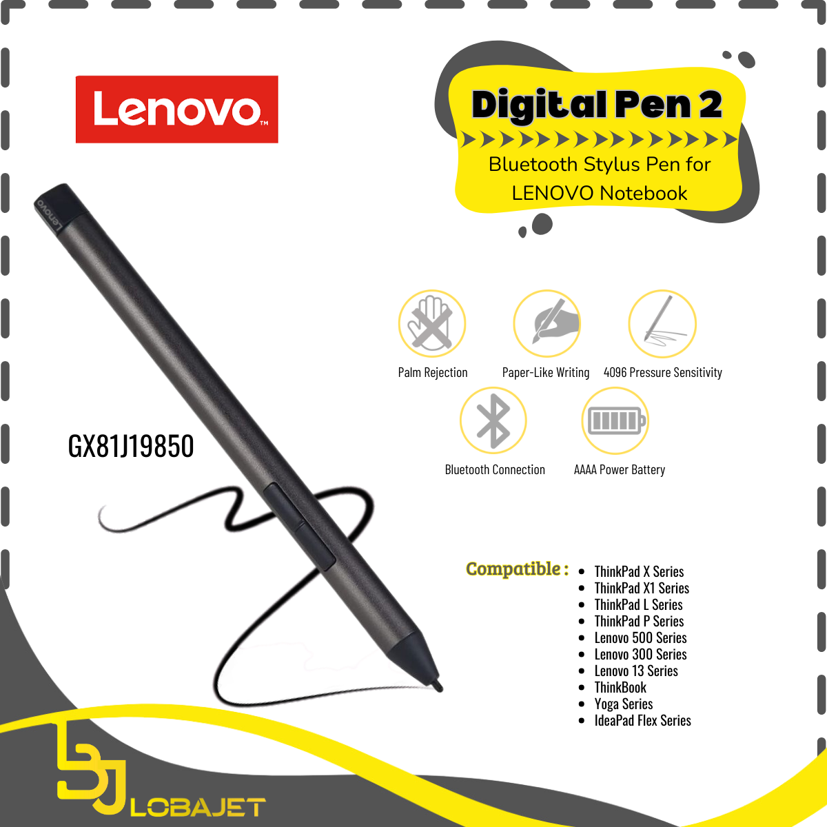 Jual LENOVO Digital Pen 2 - Stylus Pen Bluetooth untuk Notebook