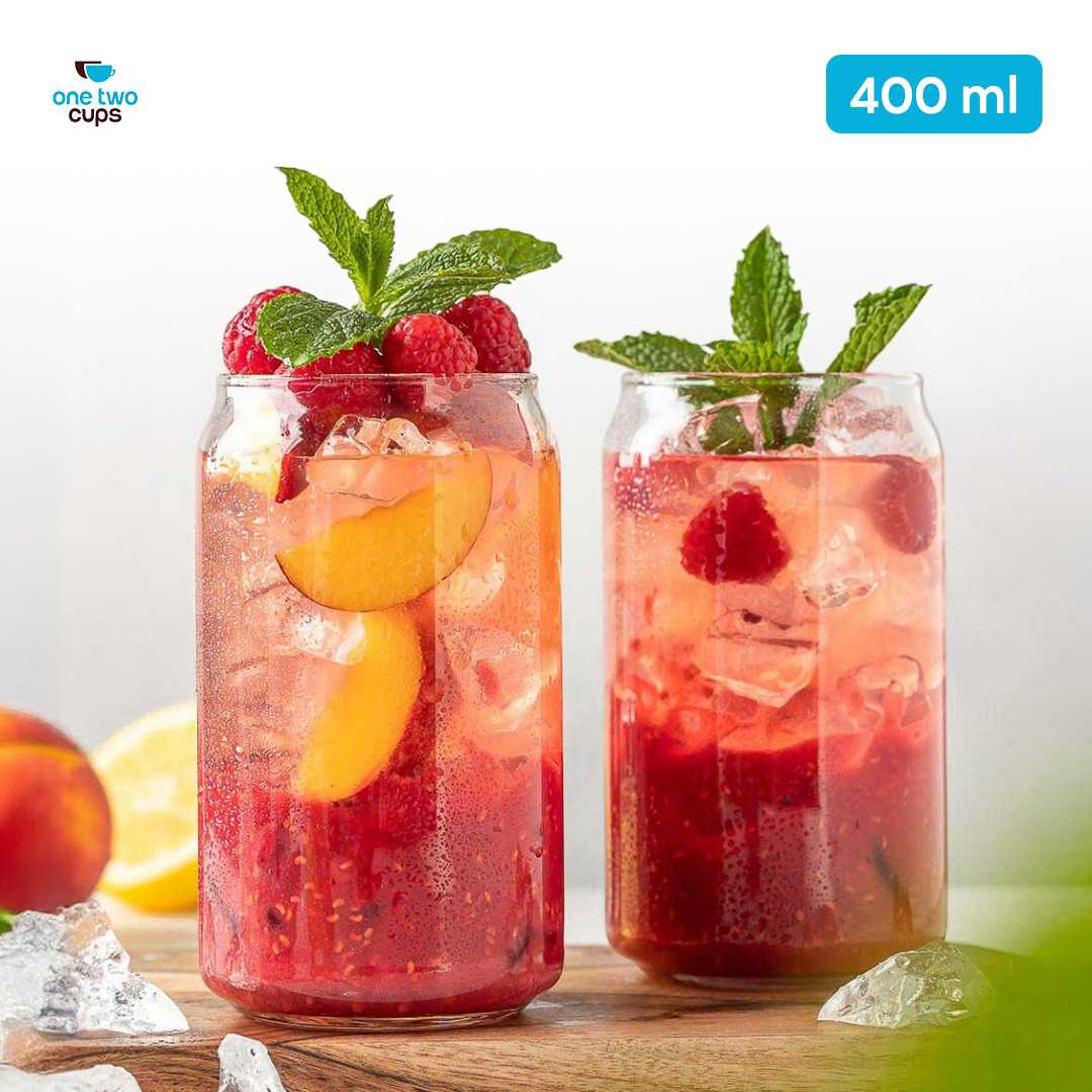 Jual One Two Cups Gelas Kaca Aesthetic Kopi Teh Can Shaped Glass