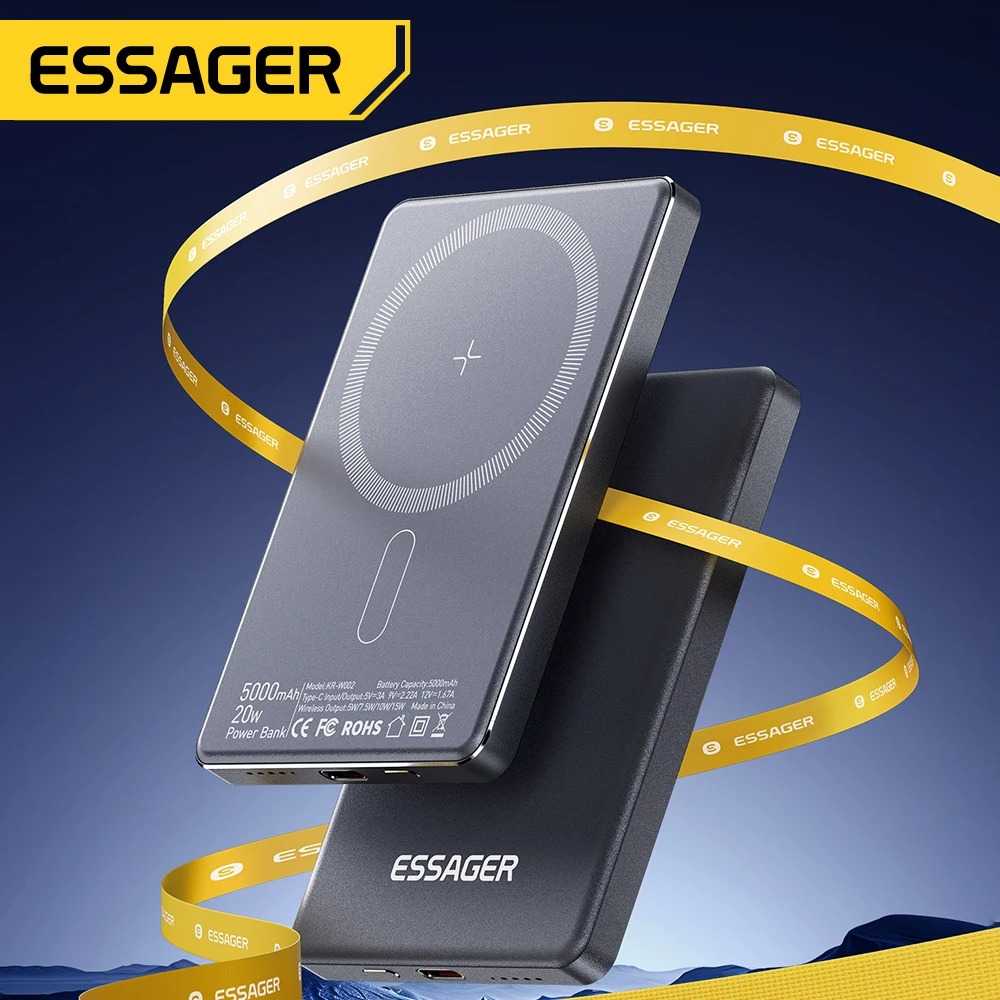 Jual ESSAGER Power Bank Wireless Magnetic Magsafe Type C Port