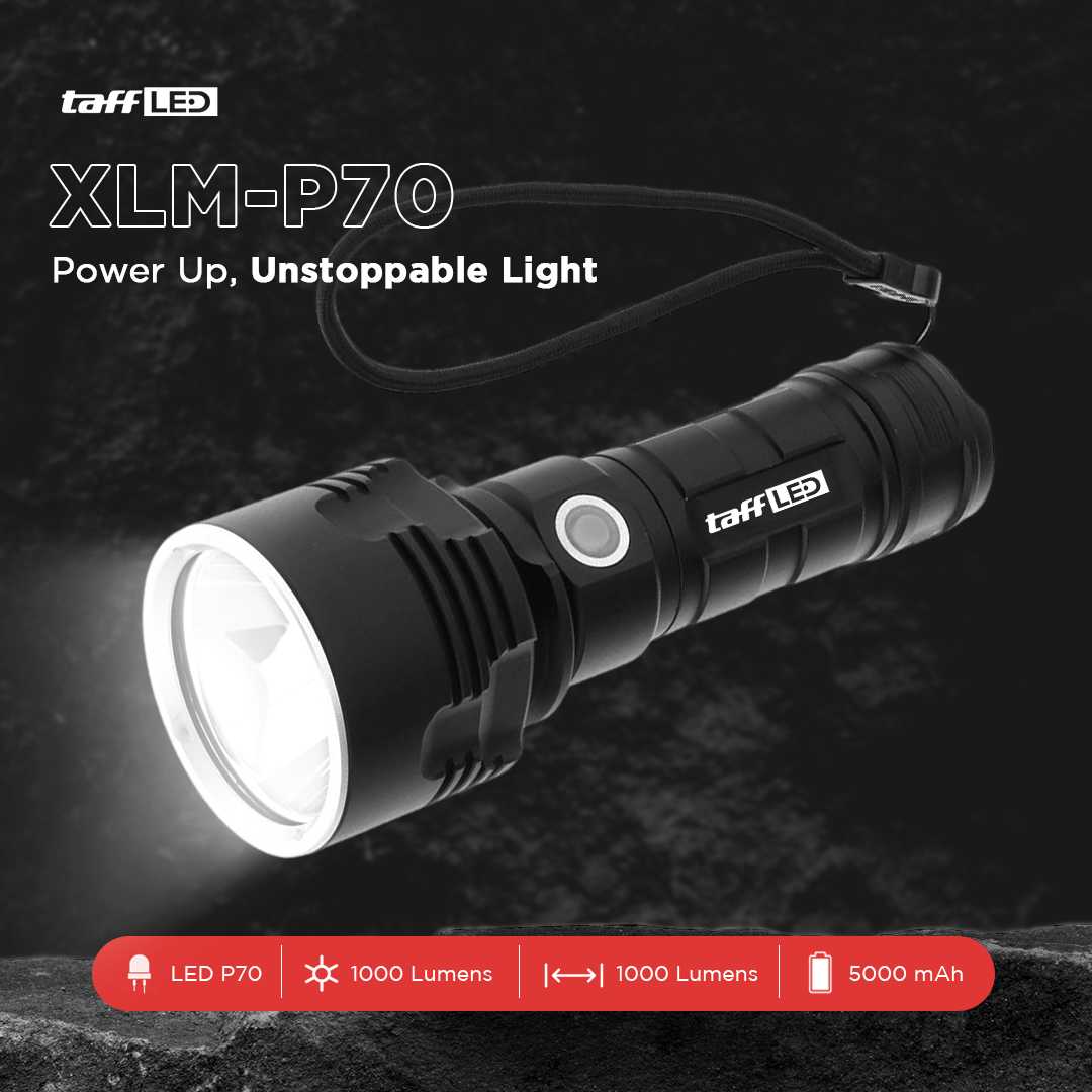 Jual TaffLED Senter LED USB Rechargeable P70 50W 1000 Lumens