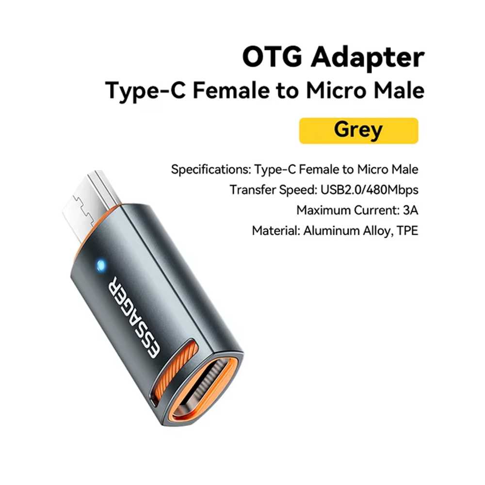 Jual ESSAGER OTG Type C to Micro USB Adapter Converter Fast