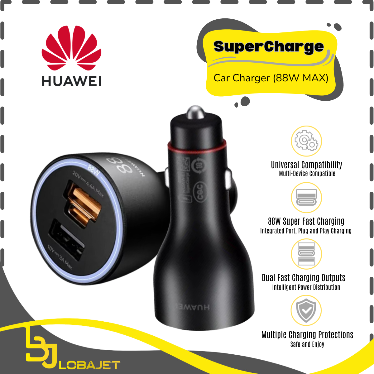 Jual HUAWEI SuperCharge Car Charger 2-Ports 88W MAX | Jakmall.com