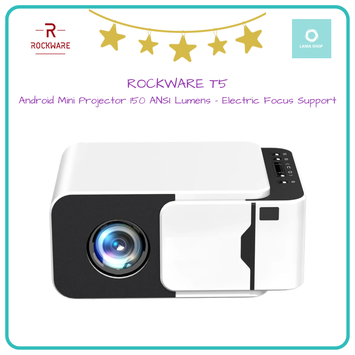 Jual ROCKWARE T5 - Smart Mini Portable Android Projector 150