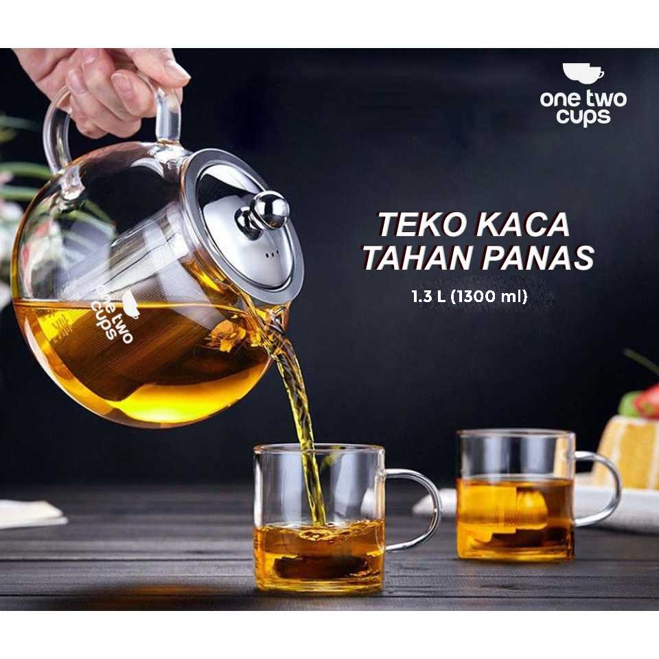 Jual One Two Cups Teko Teh Kaca Saringan Tahan Panas Api Infuser