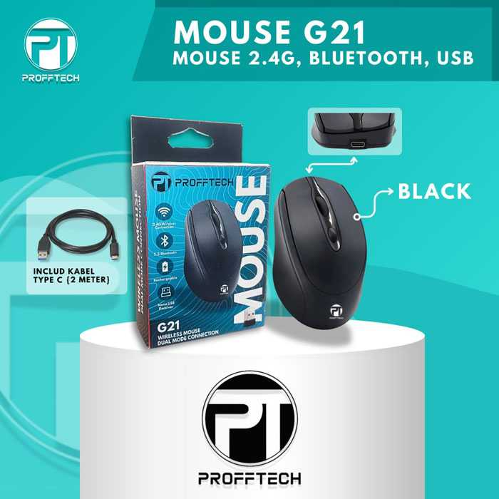 Jual Profftech G21 Mouse Wireless Bluetooth 2 in 1 1600 DPI