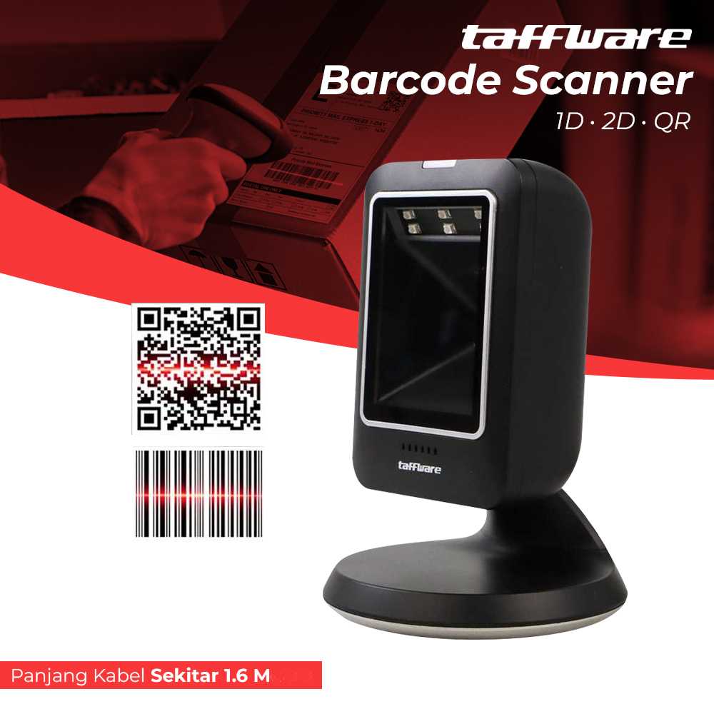 Jual Taffware Desktop Barcode Scanner Portable USB 1D 2D QR