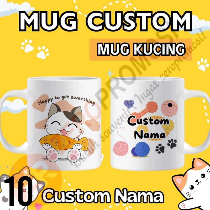 Jual Souvenir Mug Custom Kucing Lucu – Gelas Keramik Kucing