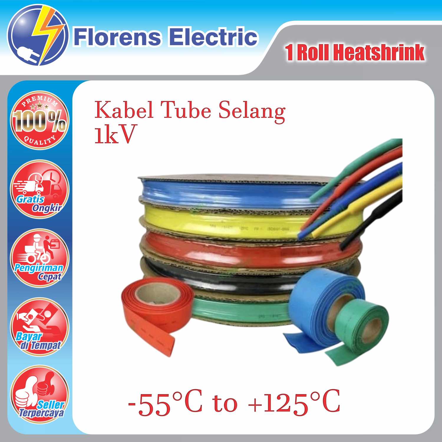 Jual harga 1 roll Heatshrink Selongsong bakar Kabel Tube Selang