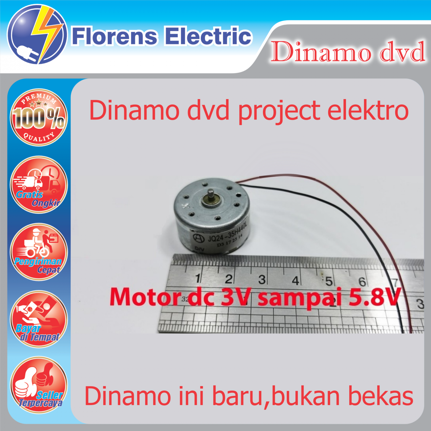 Jual Motor dc 3V sampai 5.8V , motor dinamo dvd project elektro