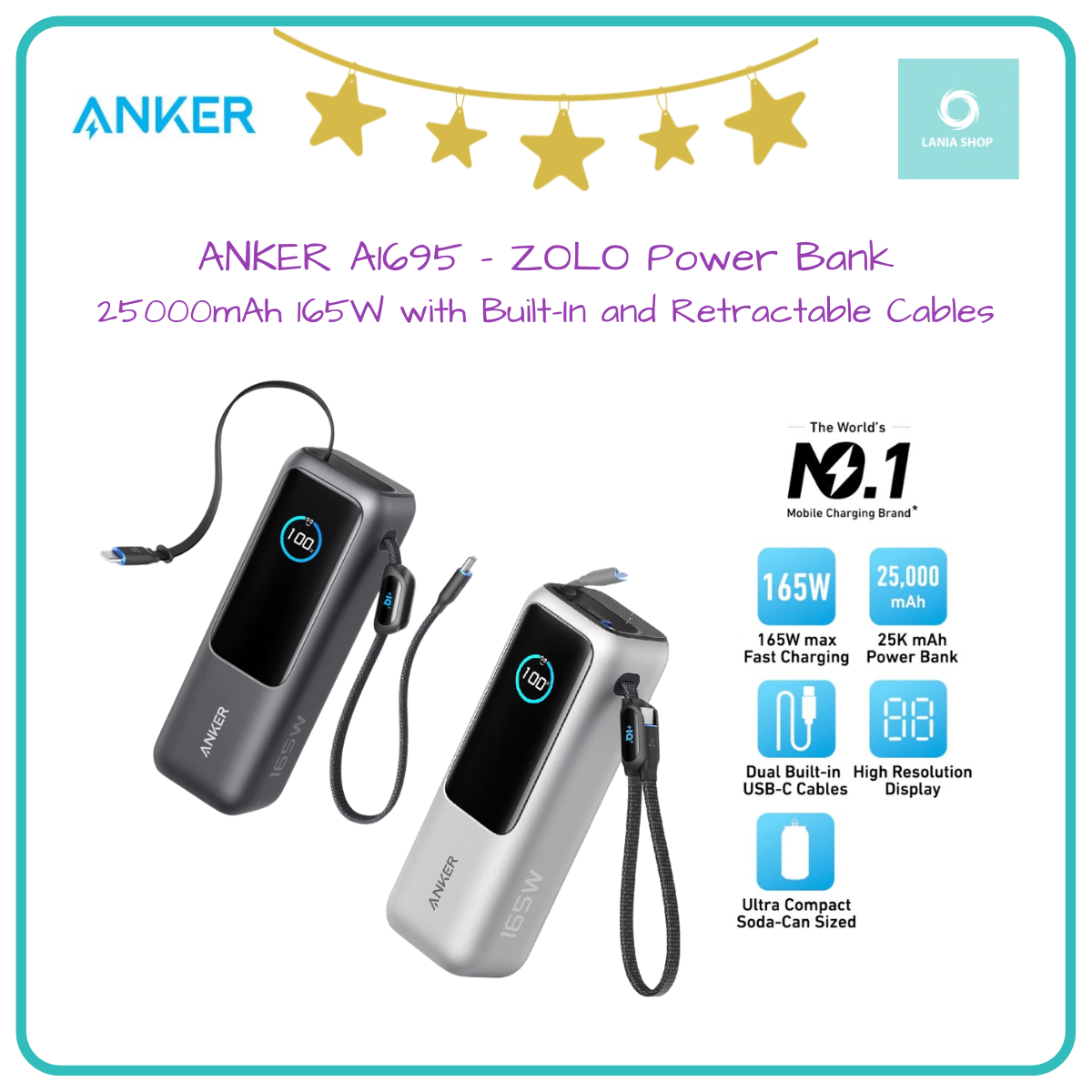 Jual ANKER A1695 - ZOLO Power Bank 25000mAh 165W | Jakmall.com
