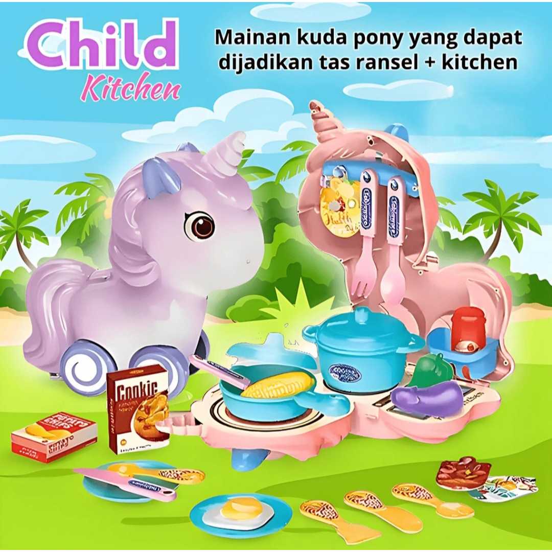 Jual MAINAN KUDA UNICORN KITCHEN SET KOPER MASAK MASAK 3IN1