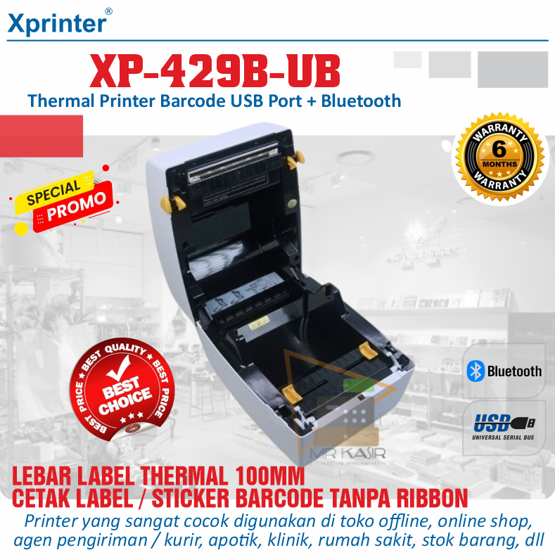 Jual XPRINTER XP429B 429B-UB PRINTER BARCODE THERMAL USB | Jakmall.com
