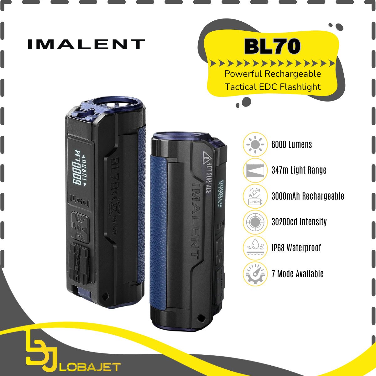 Jual IMALENT BL70 - Powerful Rechargeable Tactical EDC Flashlight