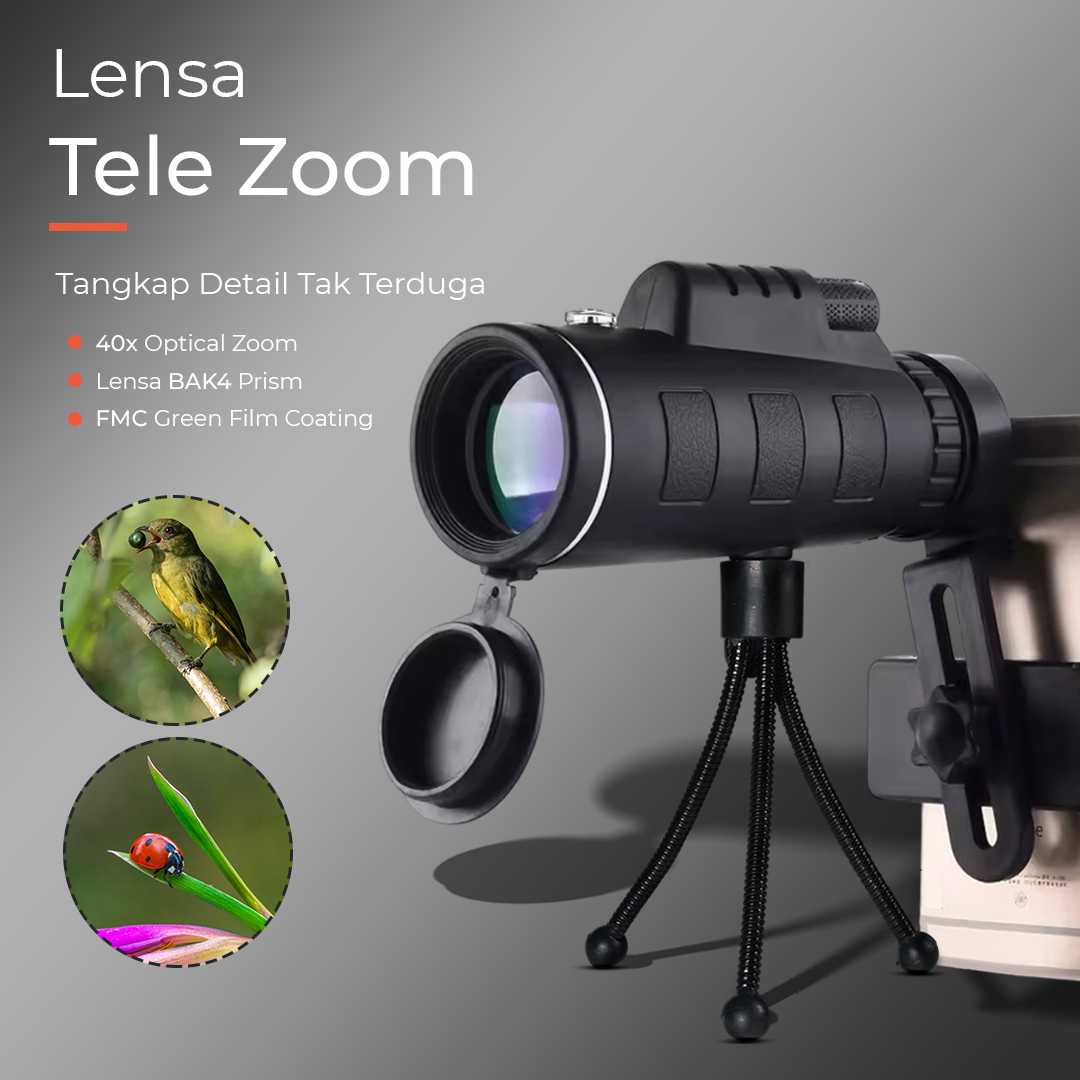 Jual Lensa Tele Zoom HD 40X60 untuk Smartphone - KL1040 | Jakmall.com