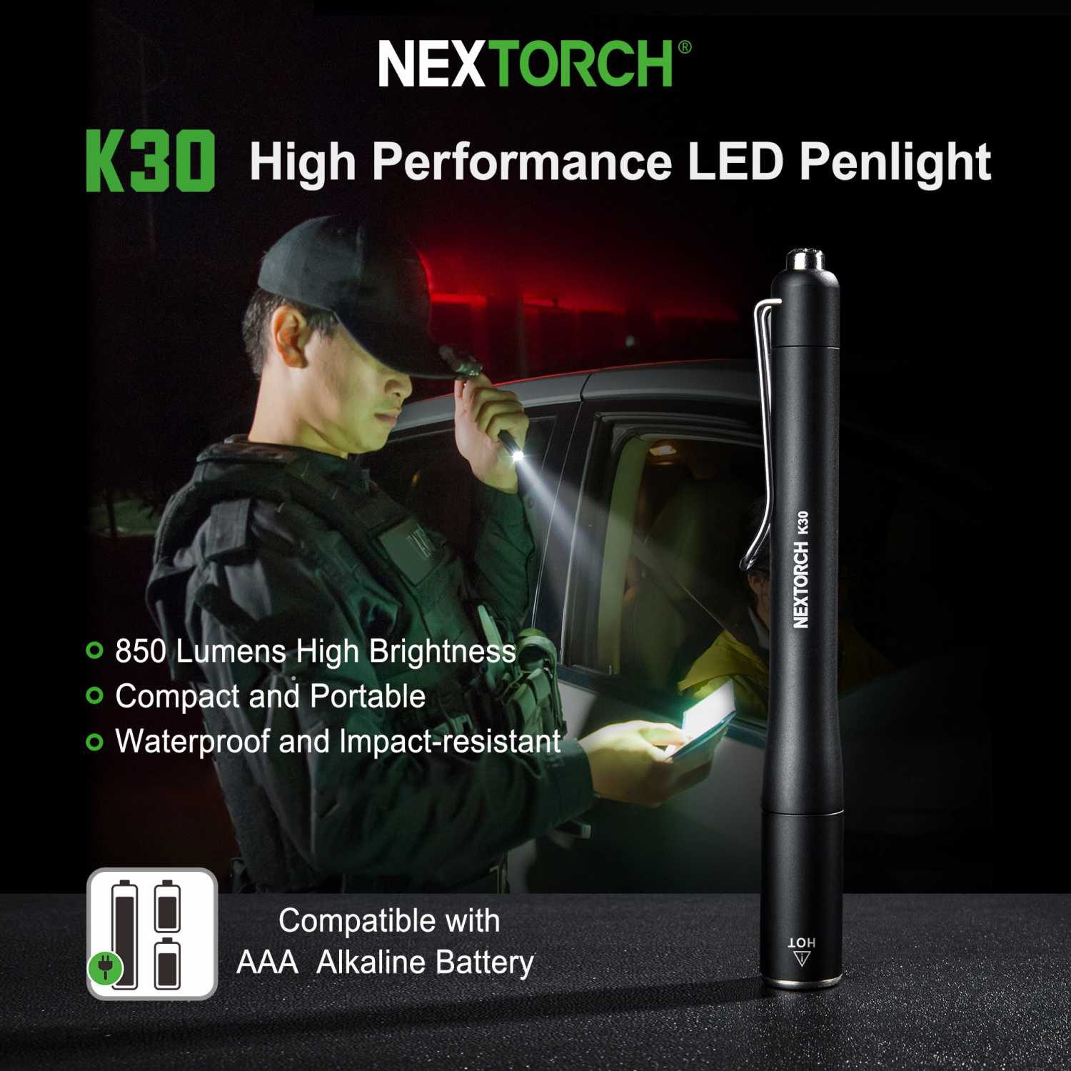 Jual NEXTORCH Senter LED Penlight Dual Battery AAA 10880 IPX7