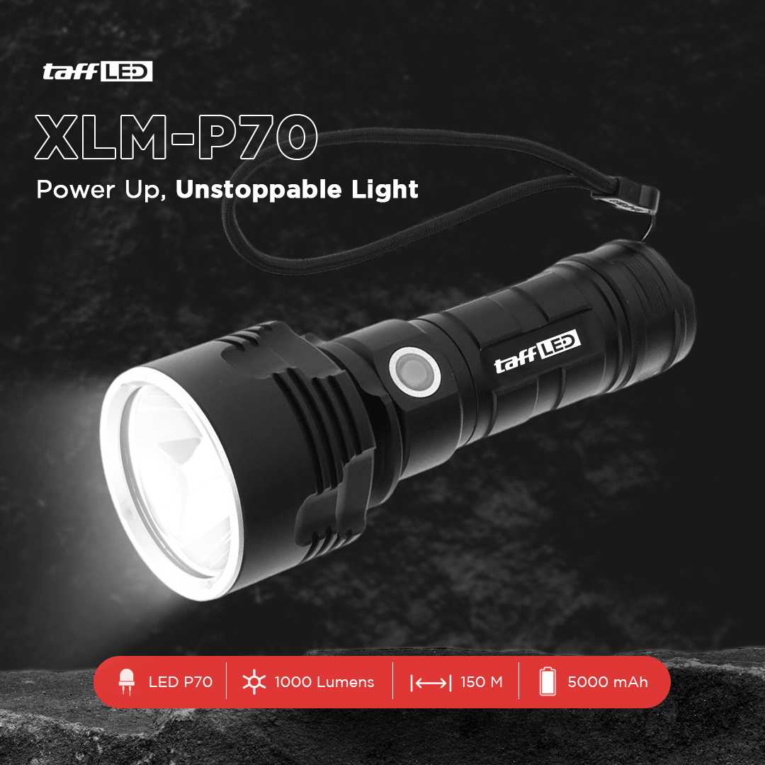 Jual TaffLED Senter LED USB Rechargeable P70 50W 1000 Lumens