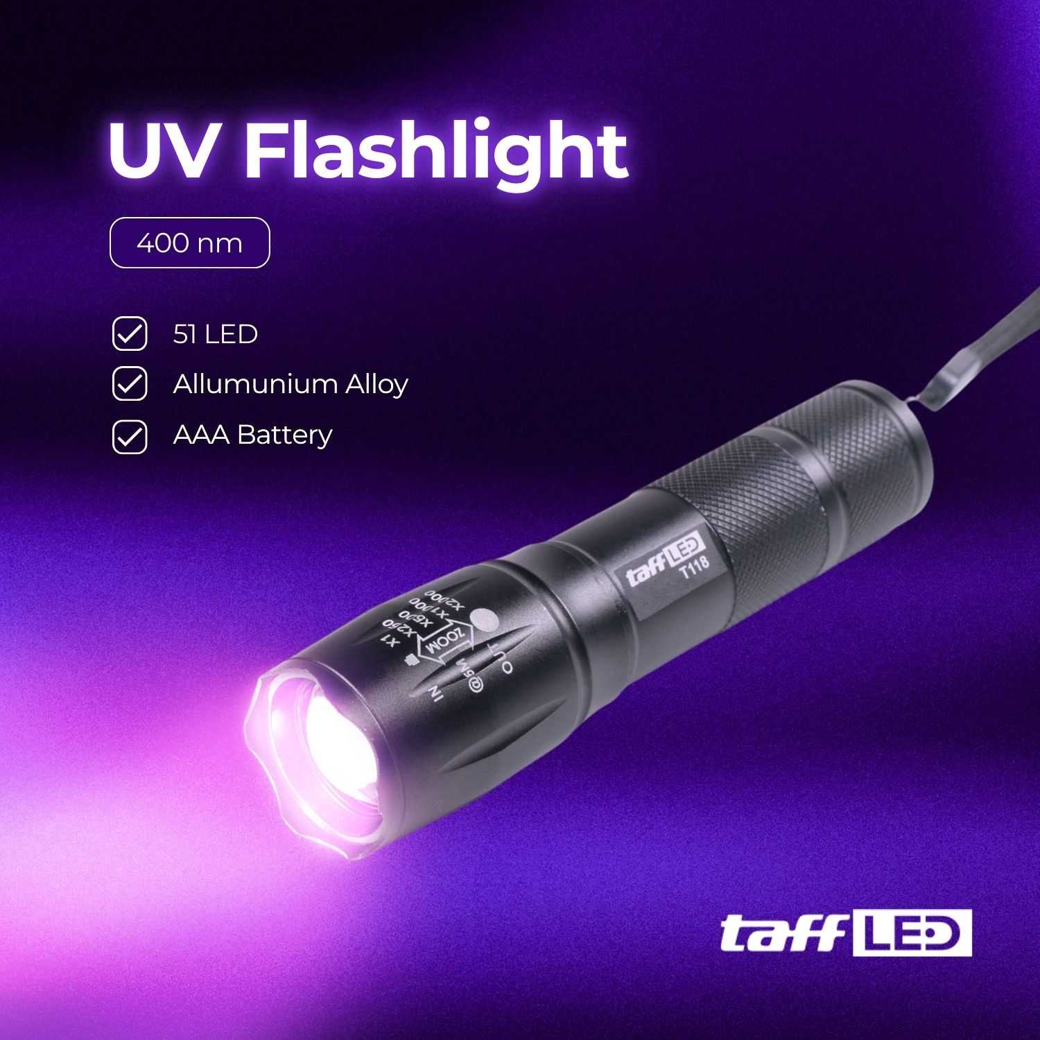 Jual TaffLED Senter LED Cree T6 1000 Lumens with 395NM UV Light