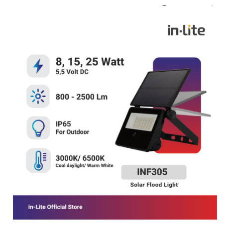 Jual Lampu Sorot Led In-Lite INF305 Solar Flood Light | Jakmall.com