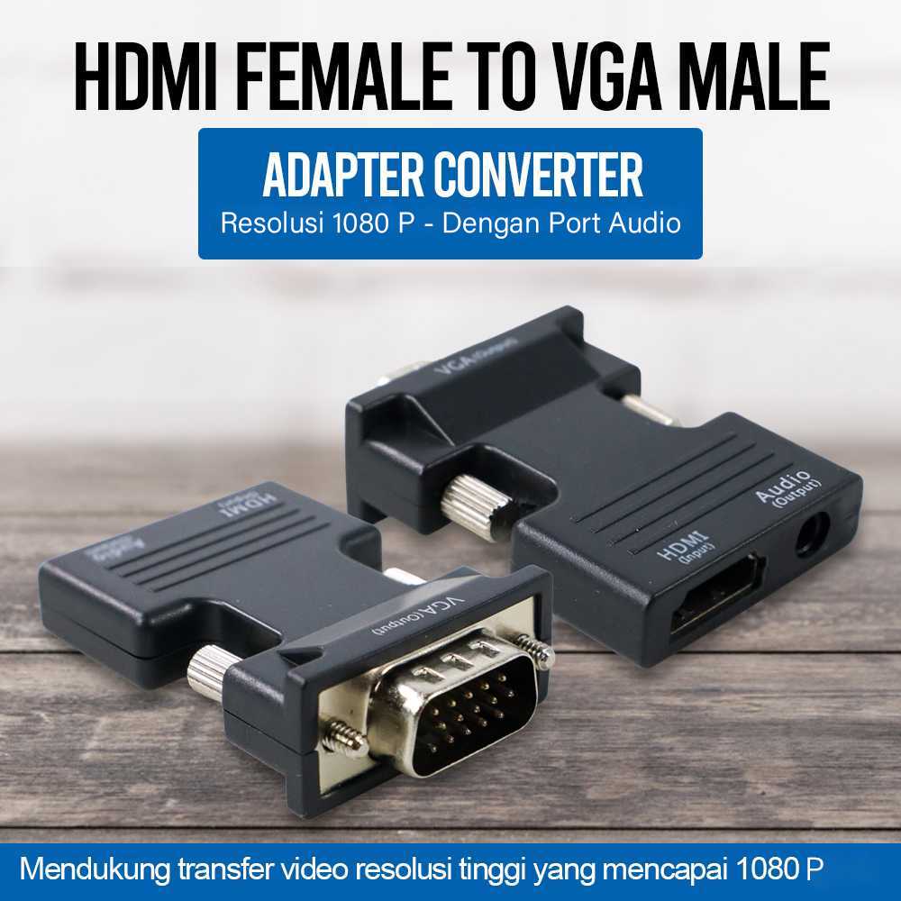 Jual Adaptor Converter HDMI Female to VGA Male 1080p Audio Port