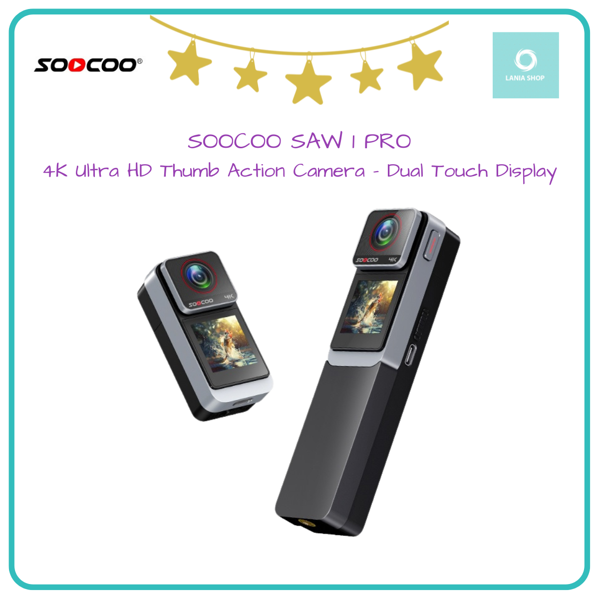 Jual SOOCOO SAW 1 PRO - 4K Ultra HD Thumb Action Camera - Dual