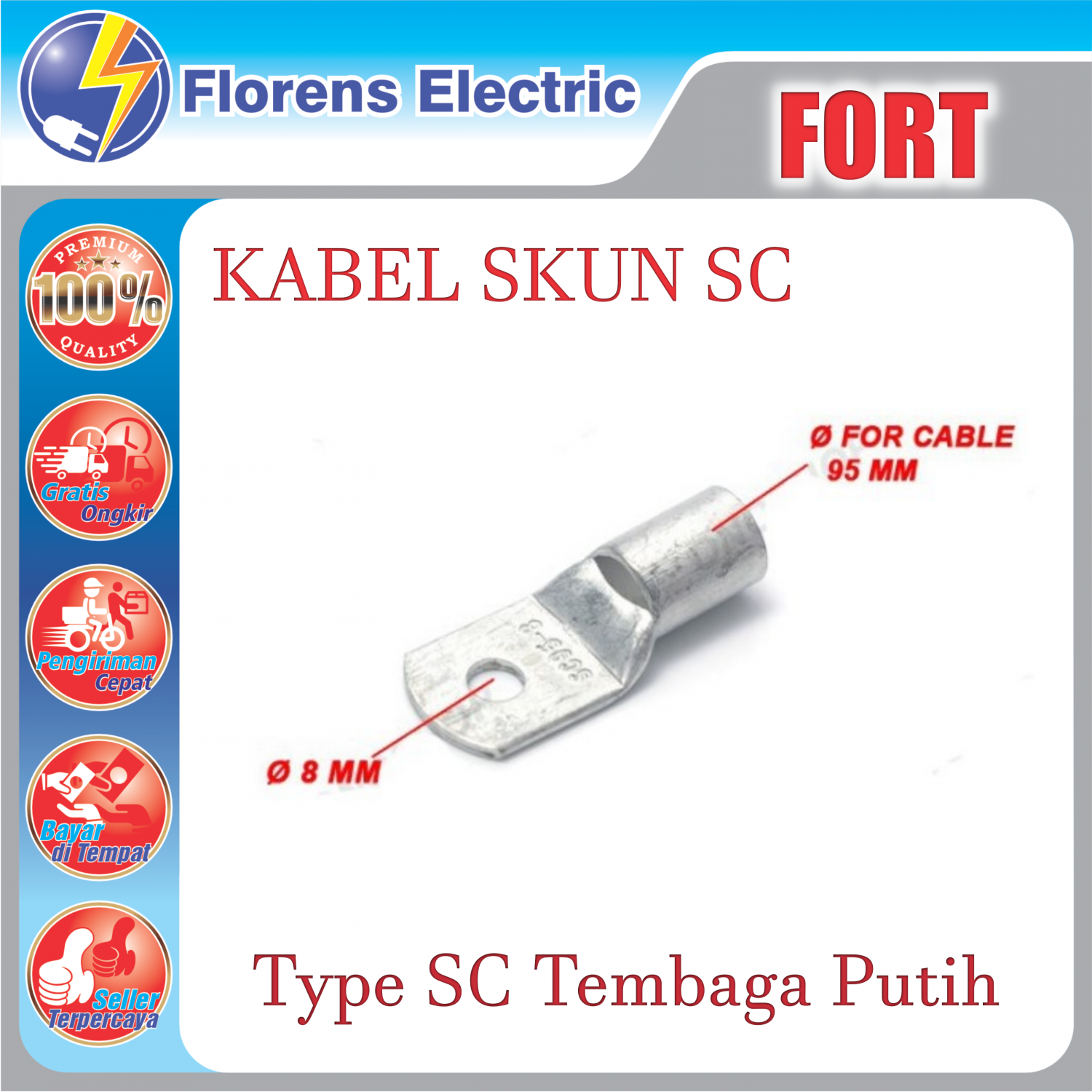 Jual FORT Skun SC - Skun Kabel Type SC Tembaga Putih Cable