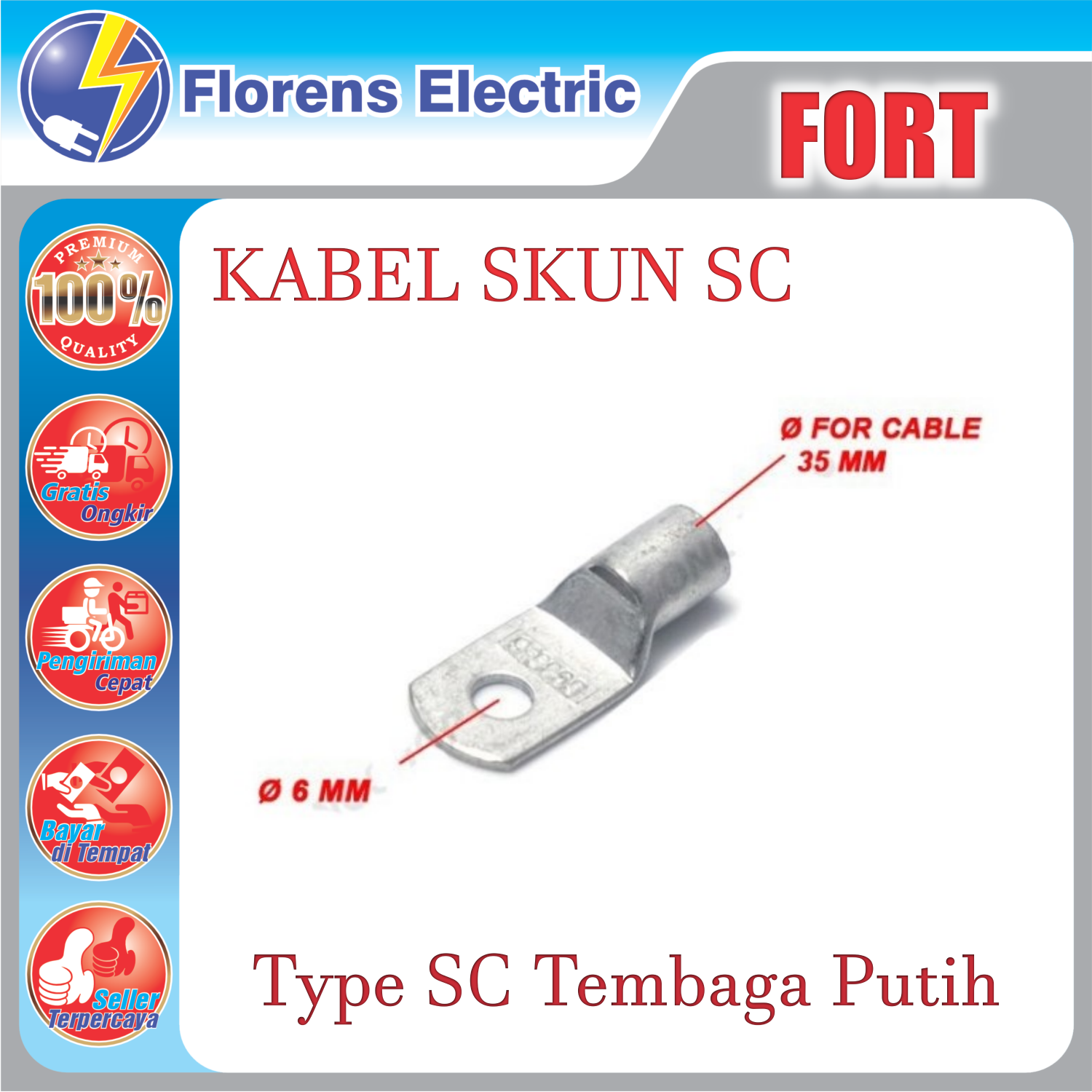 Jual FORT Skun SC - Skun Kabel Type SC Tembaga Putih Cable