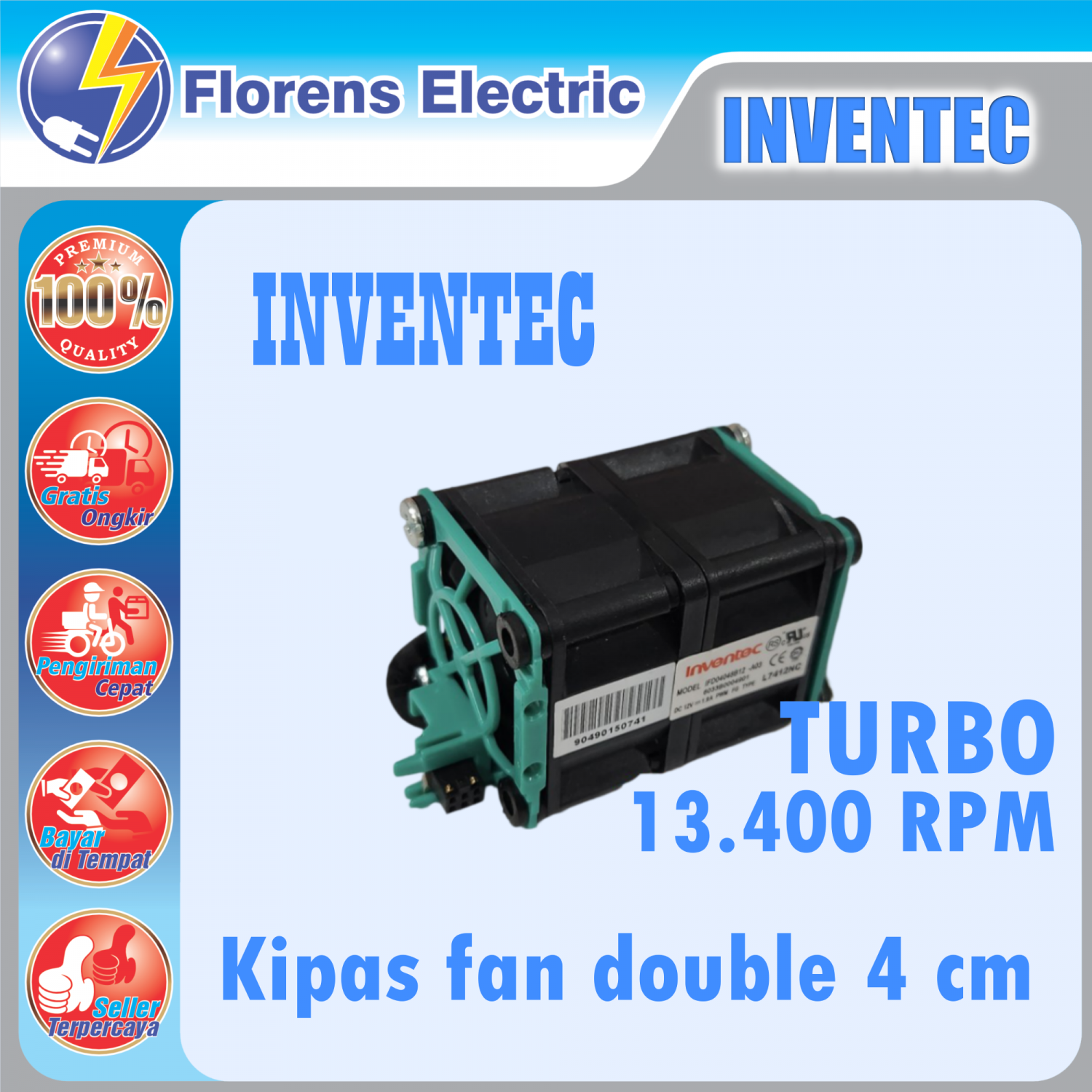 Jual kipas double fan dc 4cm TURBO 12v 1.90A inventec double fan