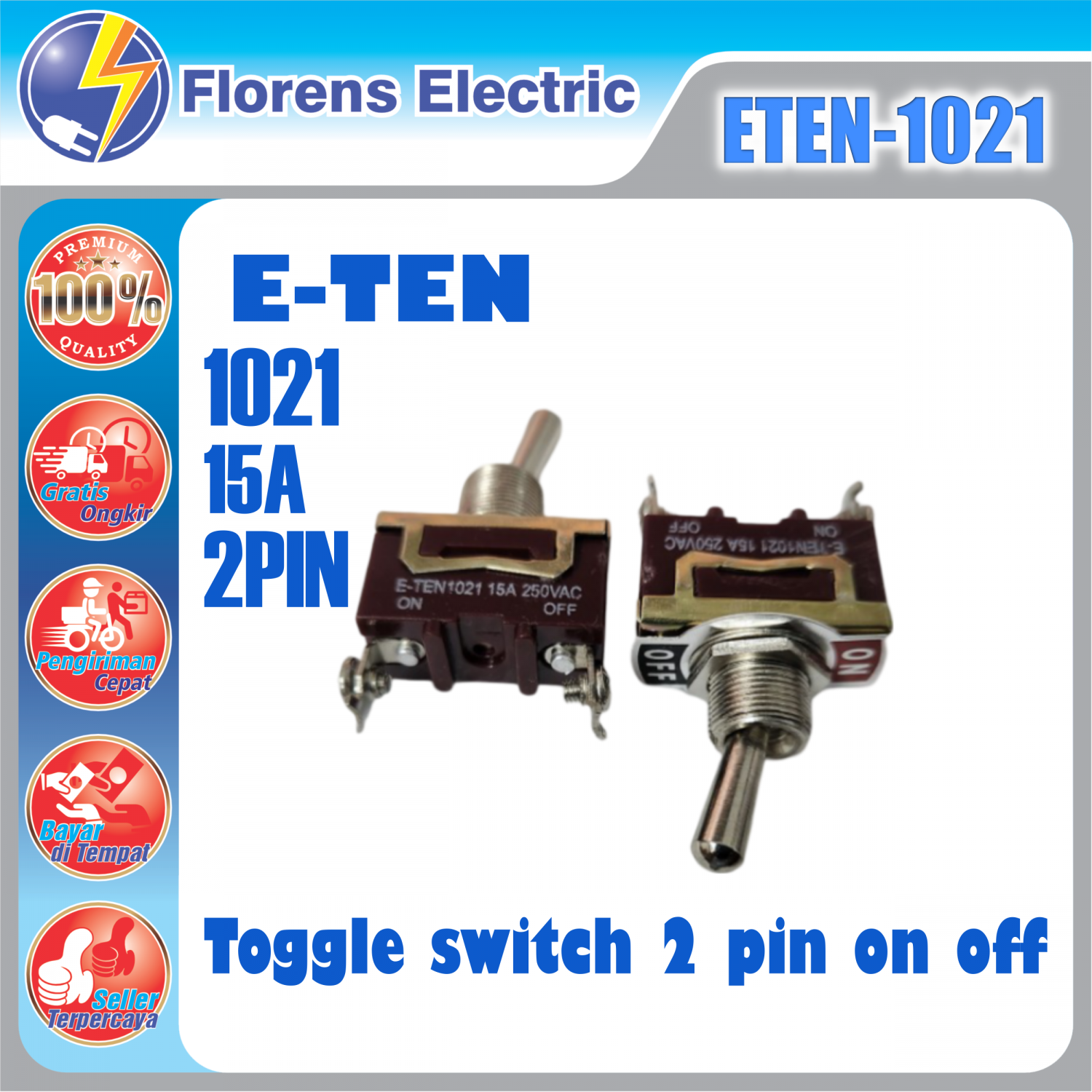 Jual Toggle coklat 1021 Switch 2 Pin On Off ETEN Saklar Togle