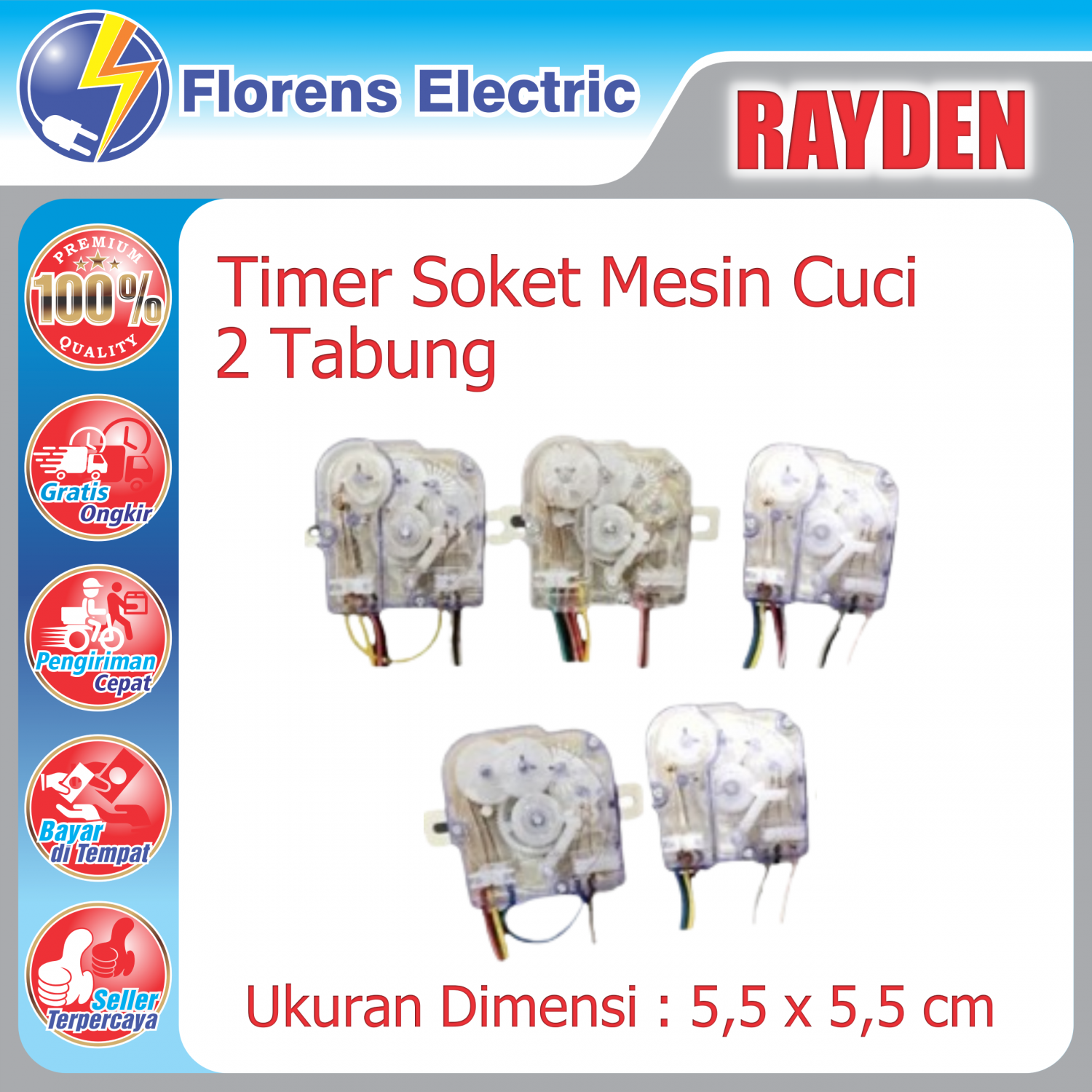 Jual RAYDEN Timer Soket Mesin Cuci Wash 2 Tabung Kabel 3 4 5 6 7